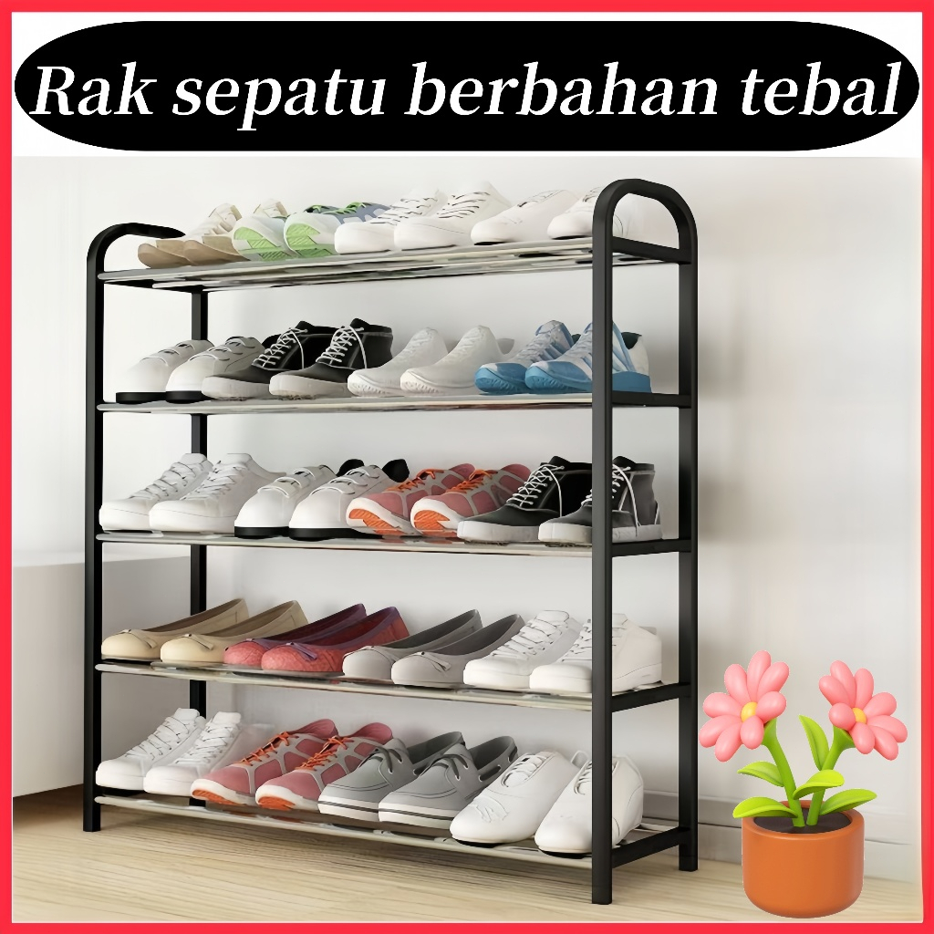 Jual Rak Sepatu Stainless Steel Tebal 4 Lapis/Rak Sepatu Anti Jatuh dan ...