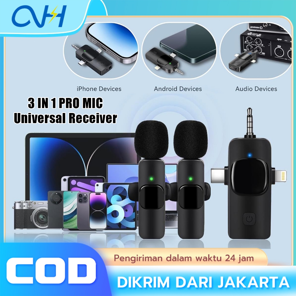 Jual 3.5mm Mikrofon Nirkabel Lavalier Mic Portabel Audio 3 in 1 pro mic ...