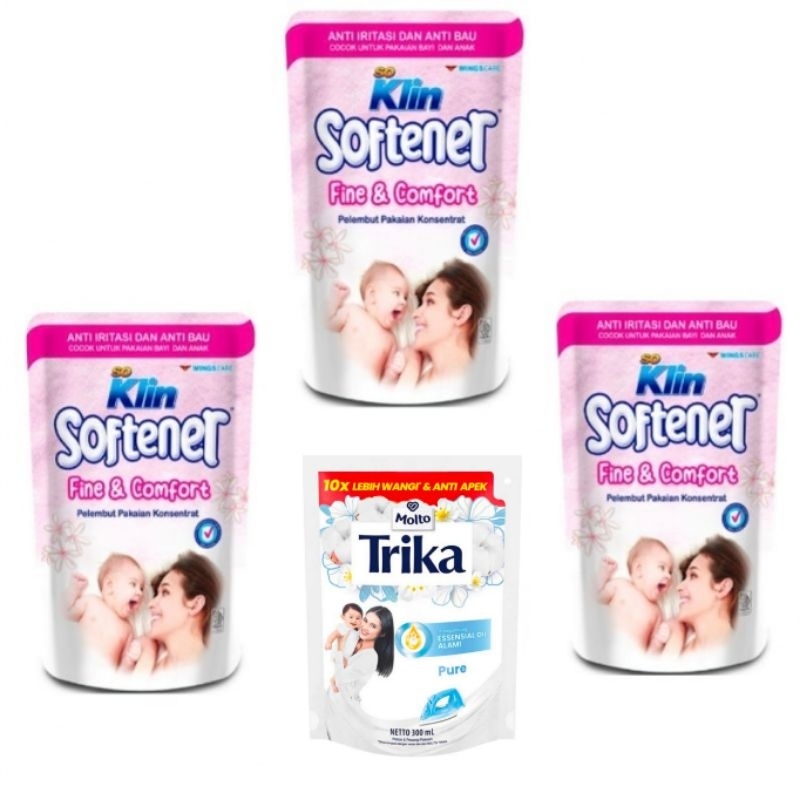 Jual PAKET PROMO4540!!!3So Klin Softener Fine&Comfort 650ml+Trika pure ...