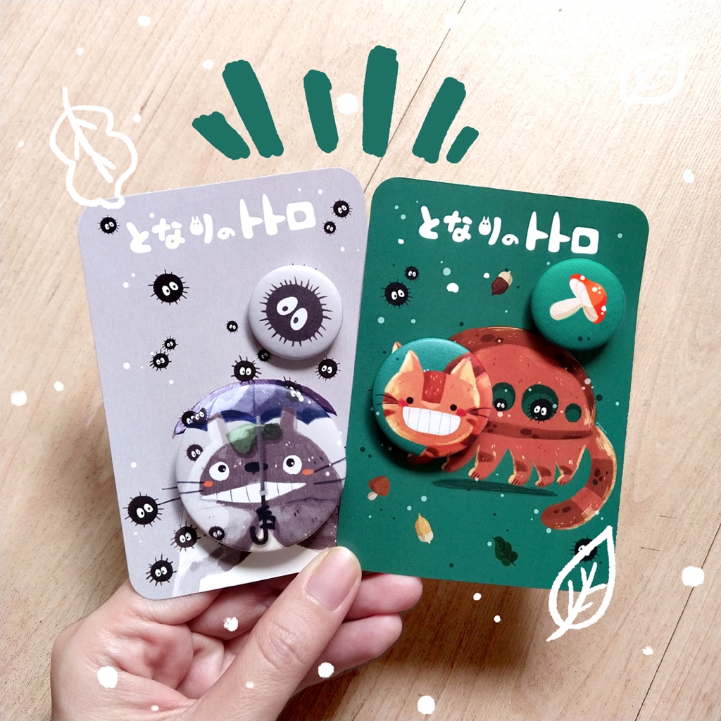 Jual Combo isi 2 Button Pin Bros Ghibli Totoro Nekobus Arrietty Kiki ...