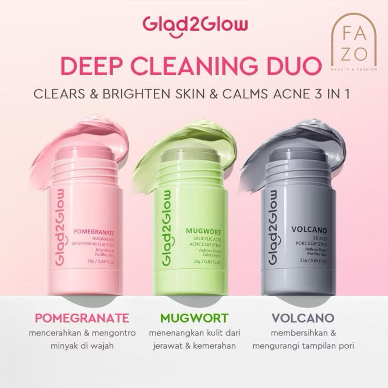 Jual Glad2Glow Masker Clay Stick 25g | Pomegranate Niacinamide Brightening | Mugwort Salicylic ...