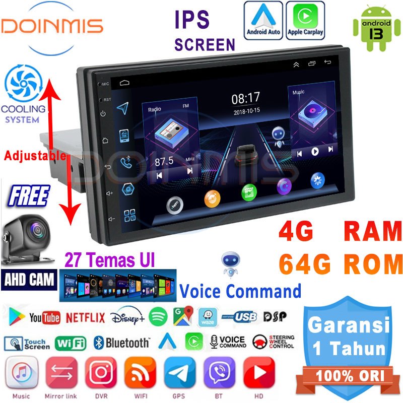 Jual LALAHOO 8G+128G Universal Single Din Head Unit 7/9 Inch Android 13 IPS Screen Head Unit ...