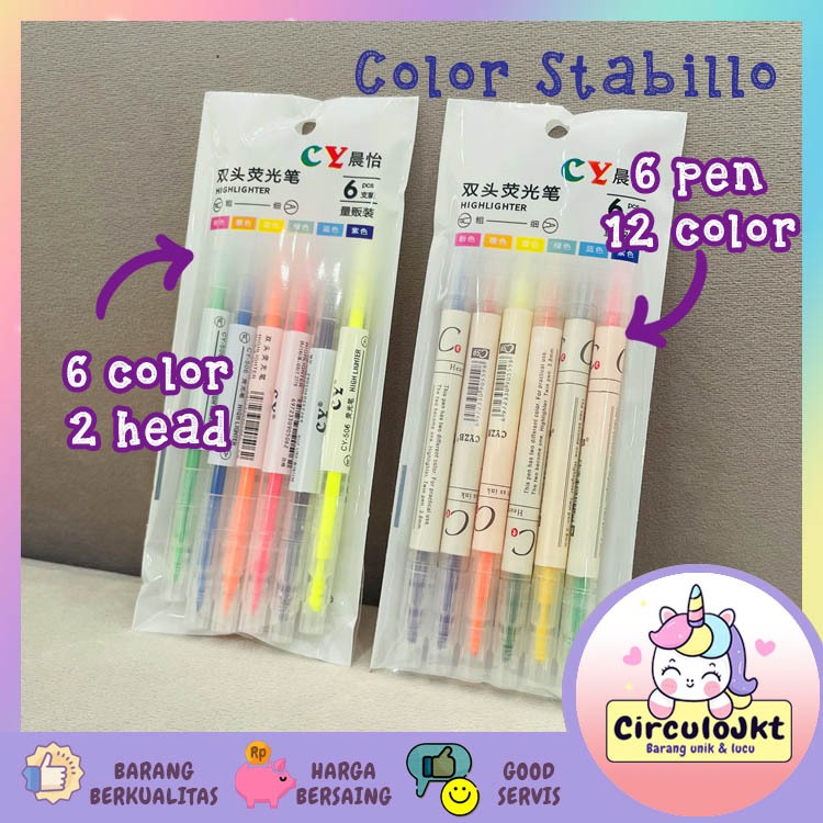Jual Stabillo Highliter set isi 6 Aesthetic Highlighter Warna Soft ...