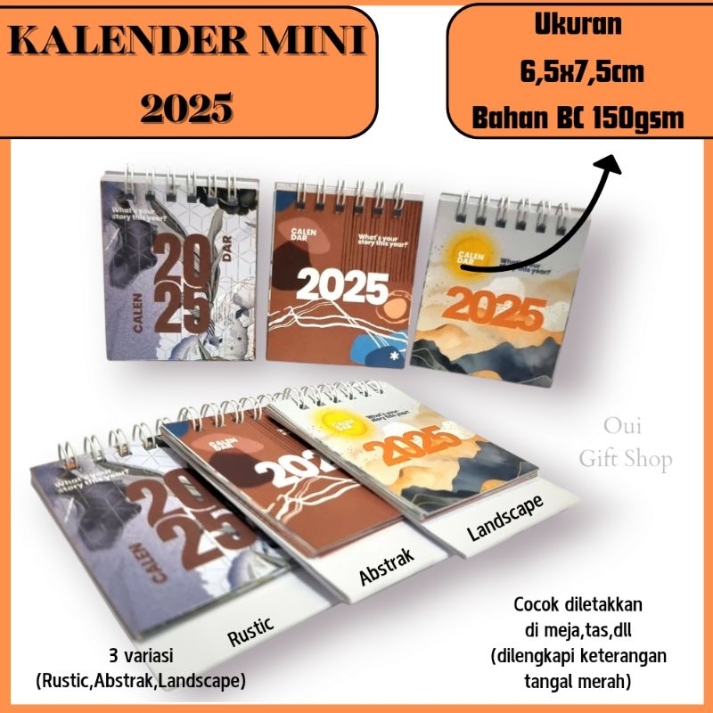 Jual KALENDER MINI 2025 / KALENDER MEJA MINI 3 PILIHAN MOTIF UK. 6,5X7 ...