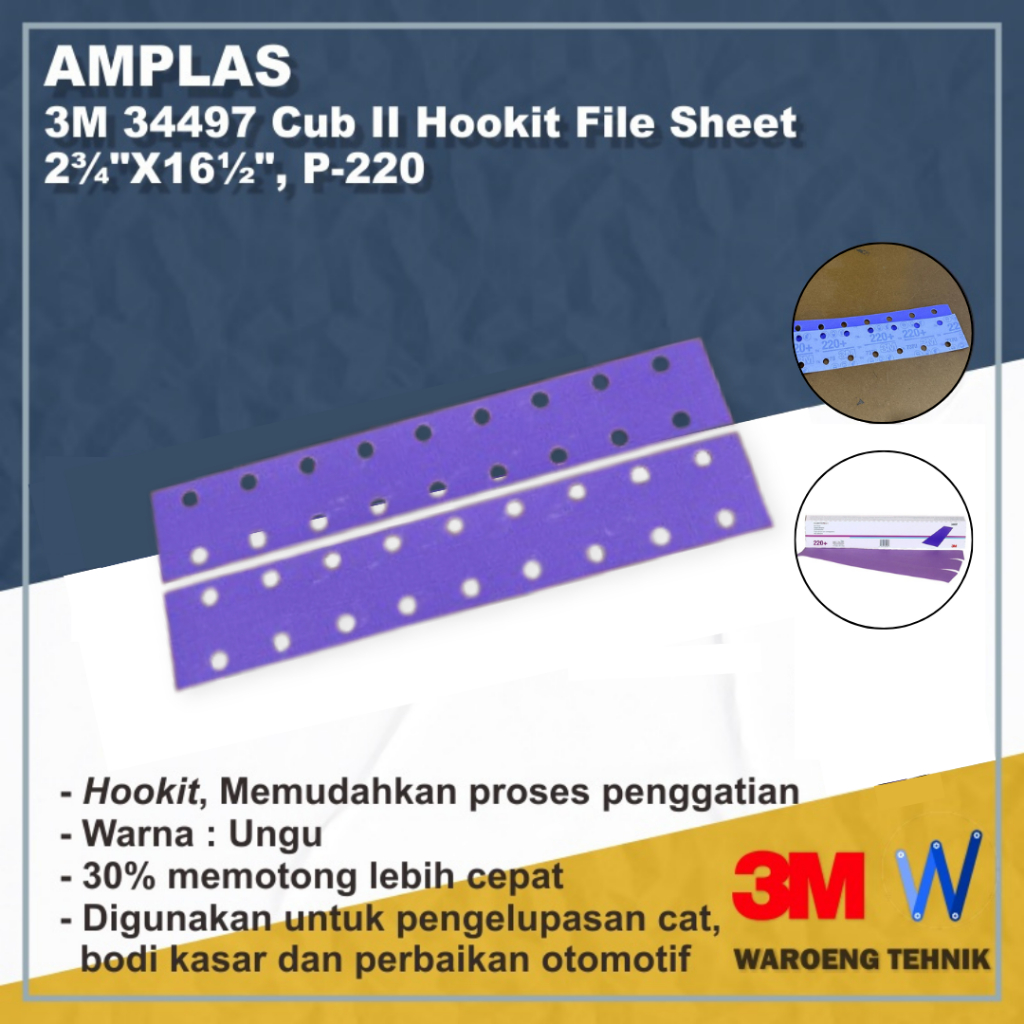 Jual Kertas Amplas File Hookit 3M 34497 Cubitron II Hookit 2 3/4"x16,5 ...