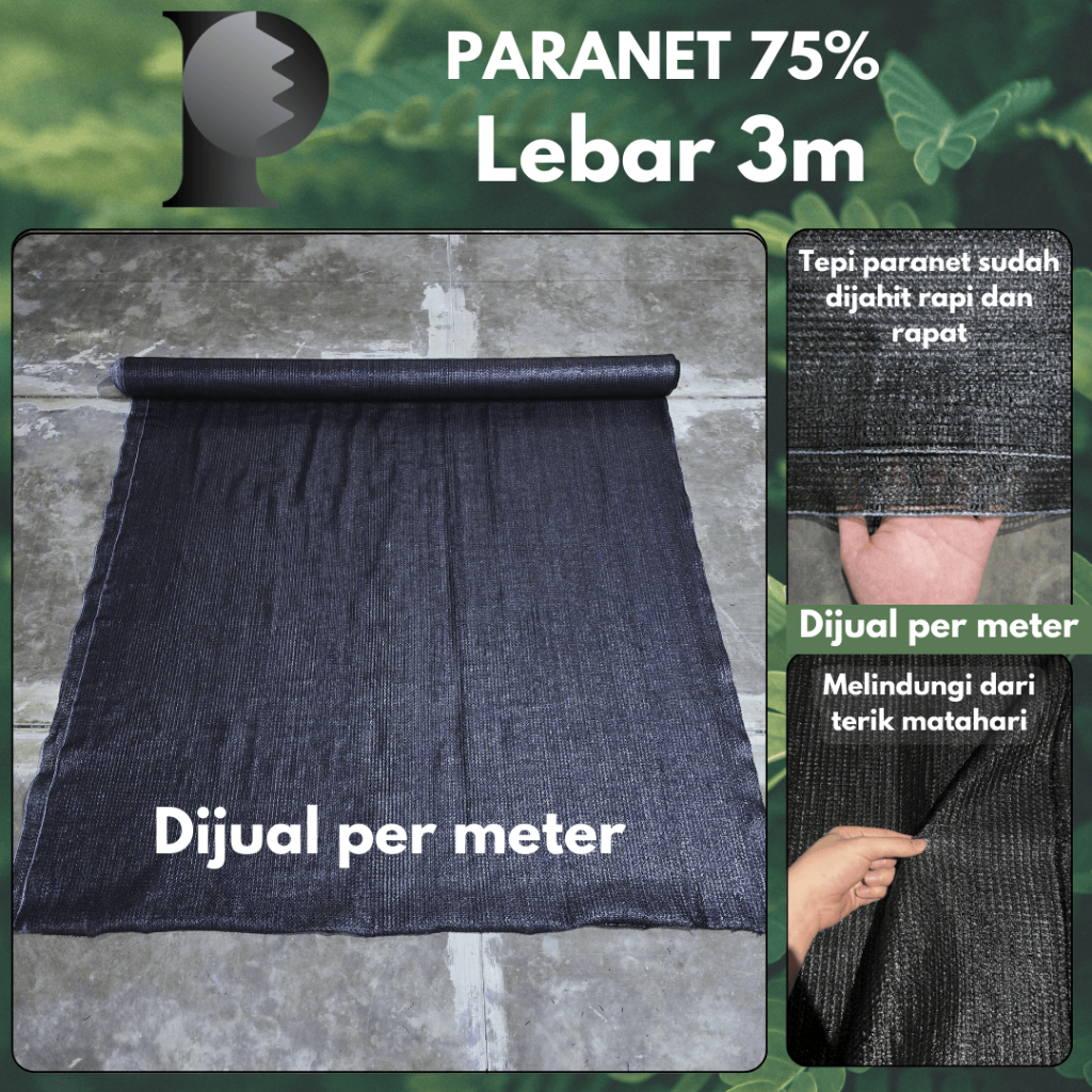 Jual Paranet 75% Lebar 3 meter (GRADE A Rajut V) / Jaring Hitam Peneduh ...