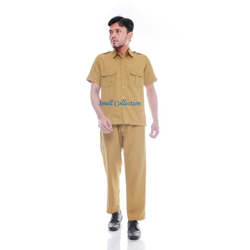 Jual [PREMIUM] Seragam PNS Pemda Pria Khaki Muda Baju ASN Pegawai Negeri / Bahan Semi Wool Adem ...