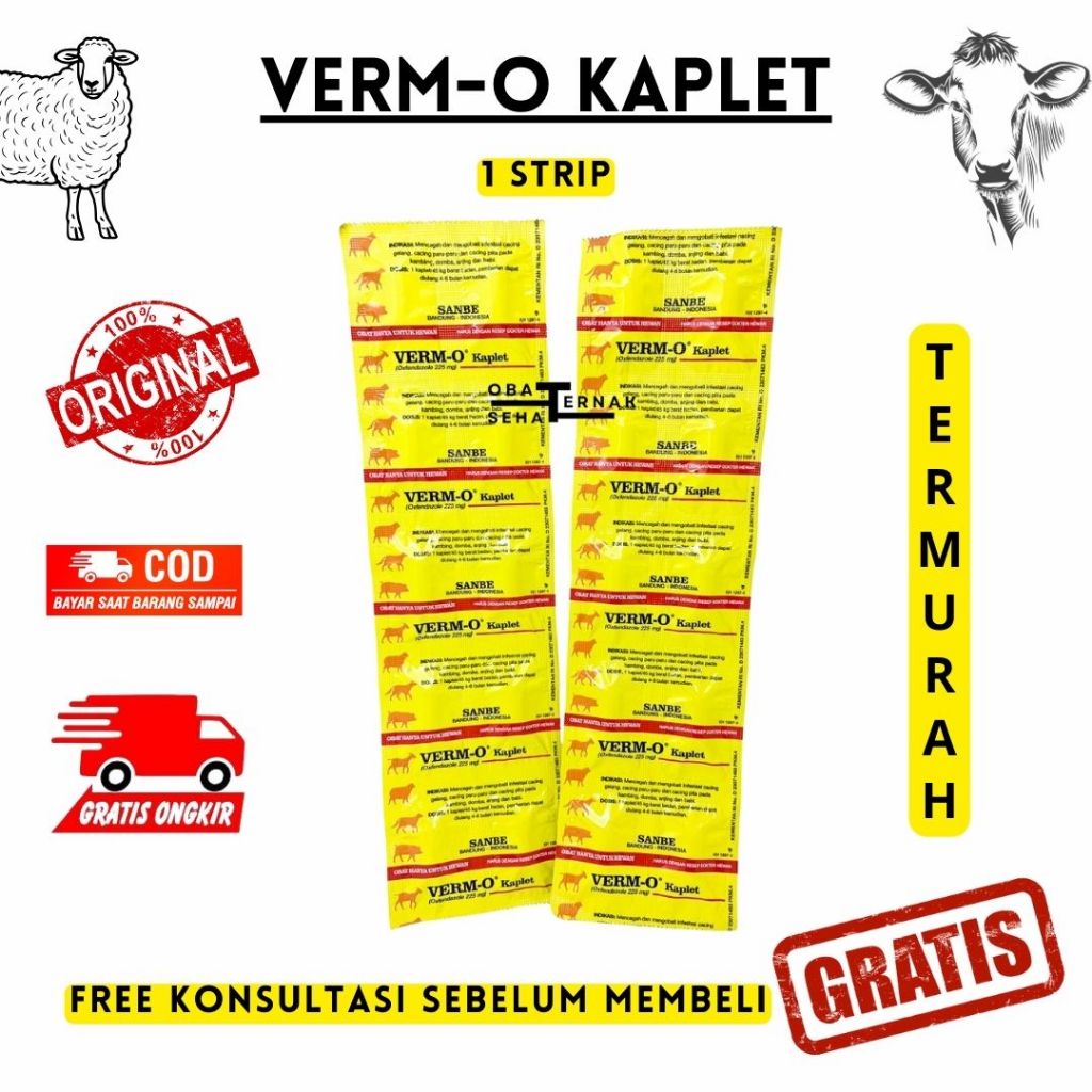 Jual VERM O KAPLET (1 STRIP @10 KAPLET) - Obat Cacing Kambing Domba ...