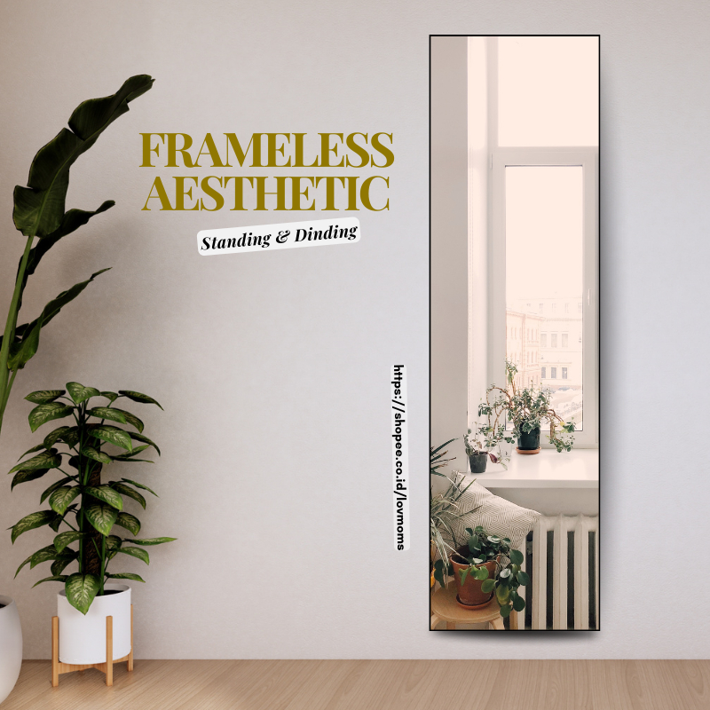 Jual Kaca Full Body Cermin Aesthetic Frameless Kayu 35X123 Gantung ...