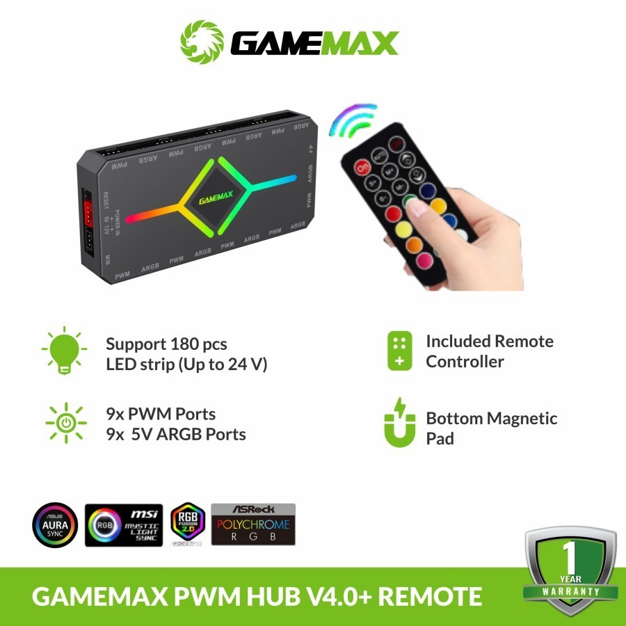 Jual GAMEMAX PWM ARGB CONTROLLER BOARD V4.0 + Remote Control - BLACK ...