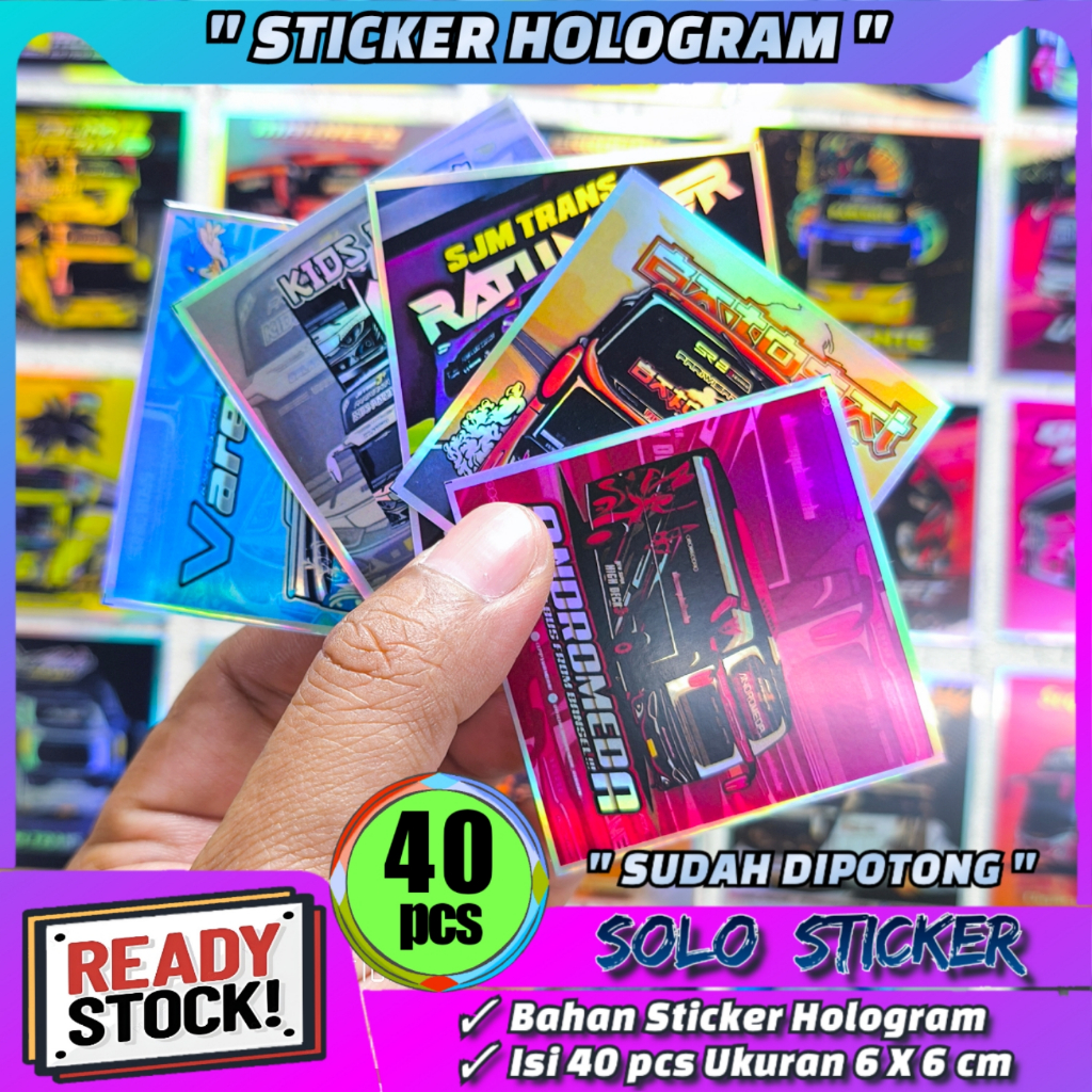 Jual Stiker Bus Kotak Hologram SUDAH DIPOTONG Isi 40 pc Sticker Telolet ...