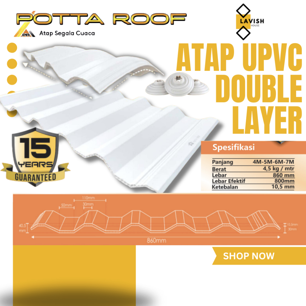 Jual ATAP UPVC POTTA ROOF ATAP PVC ATAP REDAM TANPA SUARA RUMAH MEWAH ...