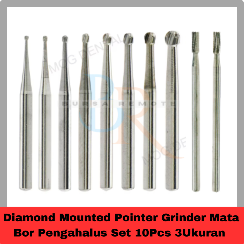 Jual Diamond Mounted Pointer Grinder Mata Bor Pengahalus Bahan Baja Set ...