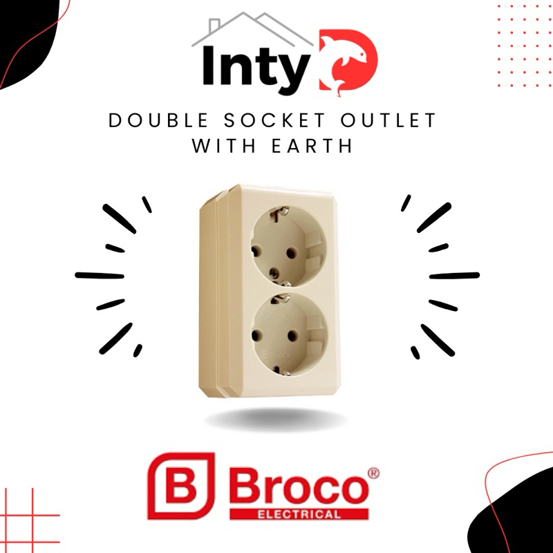 Jual STOP KONTAK OB 2 LUBANG BROCO DOUBLE SOCKET OUTLET WITH EARTH ...