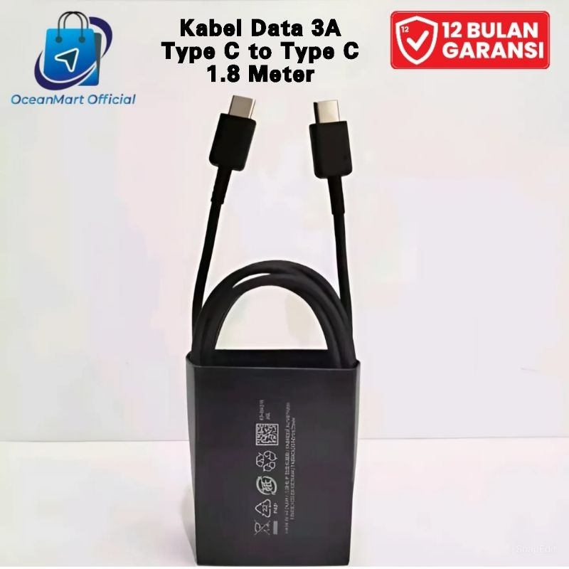 Jual Kabel Data Type C To C Samsung 3A 1.8M Original Note 10 20 S10 S21 ...
