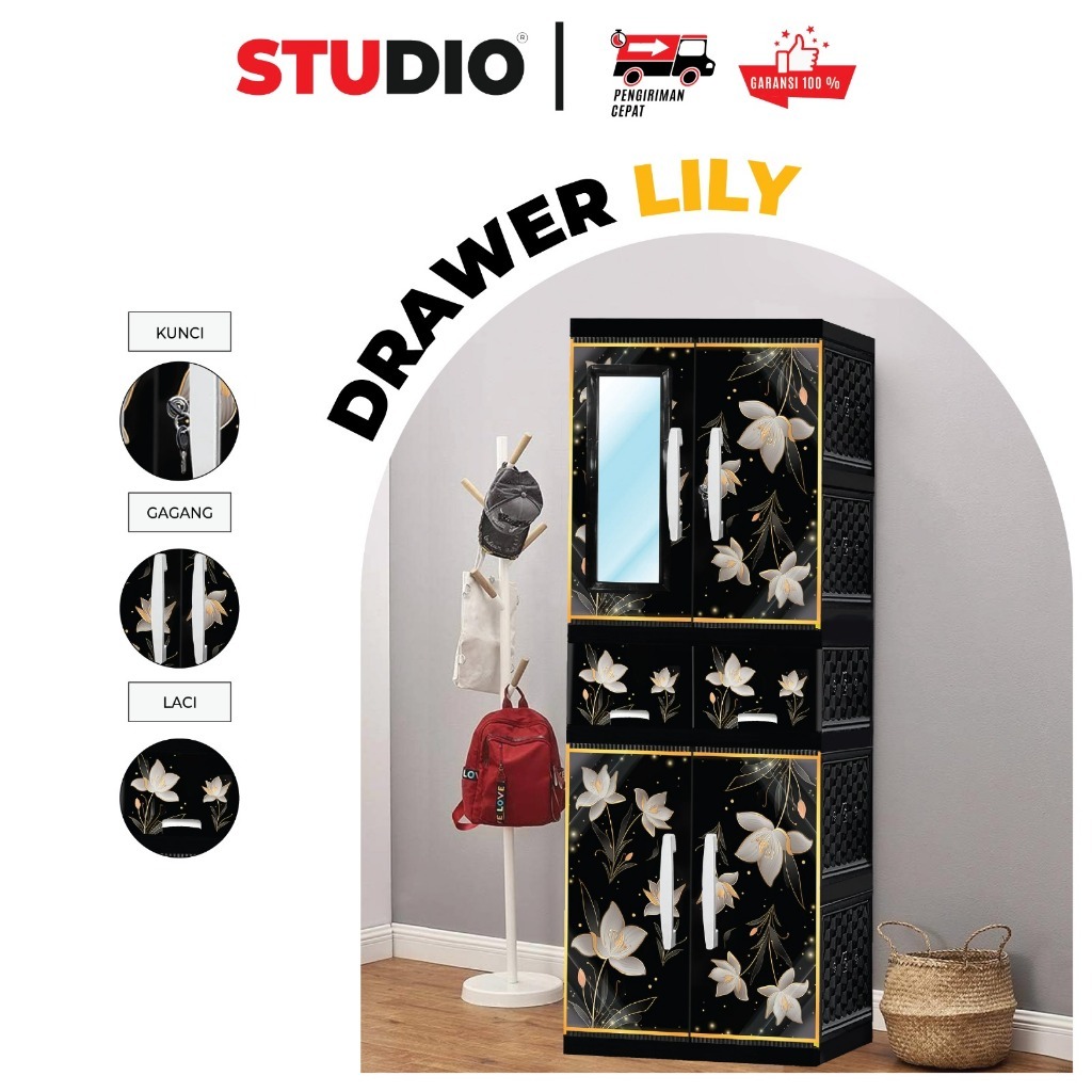 Jual Lemari Pakaian Plastik (Hanger + Rak) - Cabinet Jumbo Kaca+Kunci ...