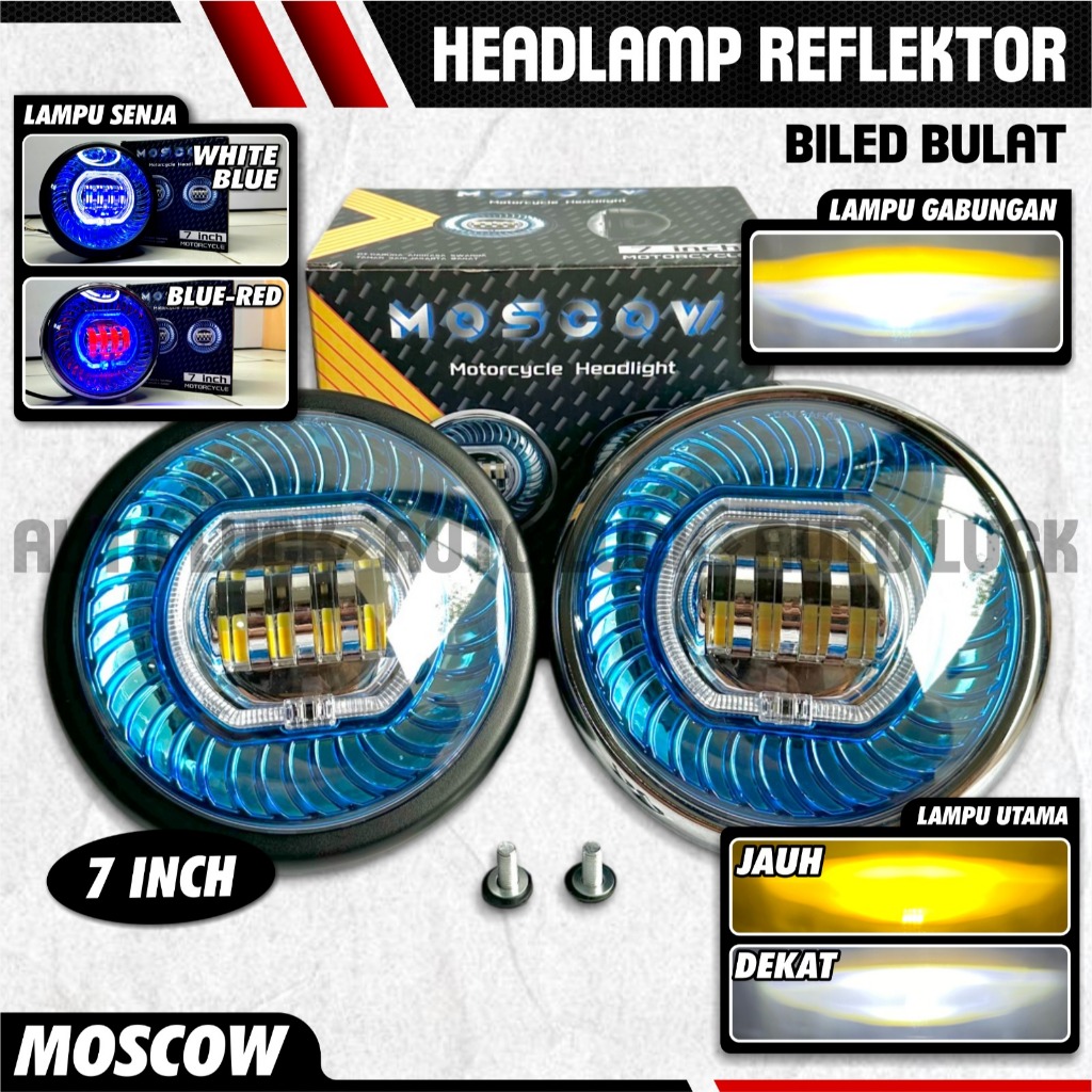 Jual LAMPU LED PROJECTOR LAMPU UTAMA BILED BULAT 7INC PLUS DEVIL EYE ...