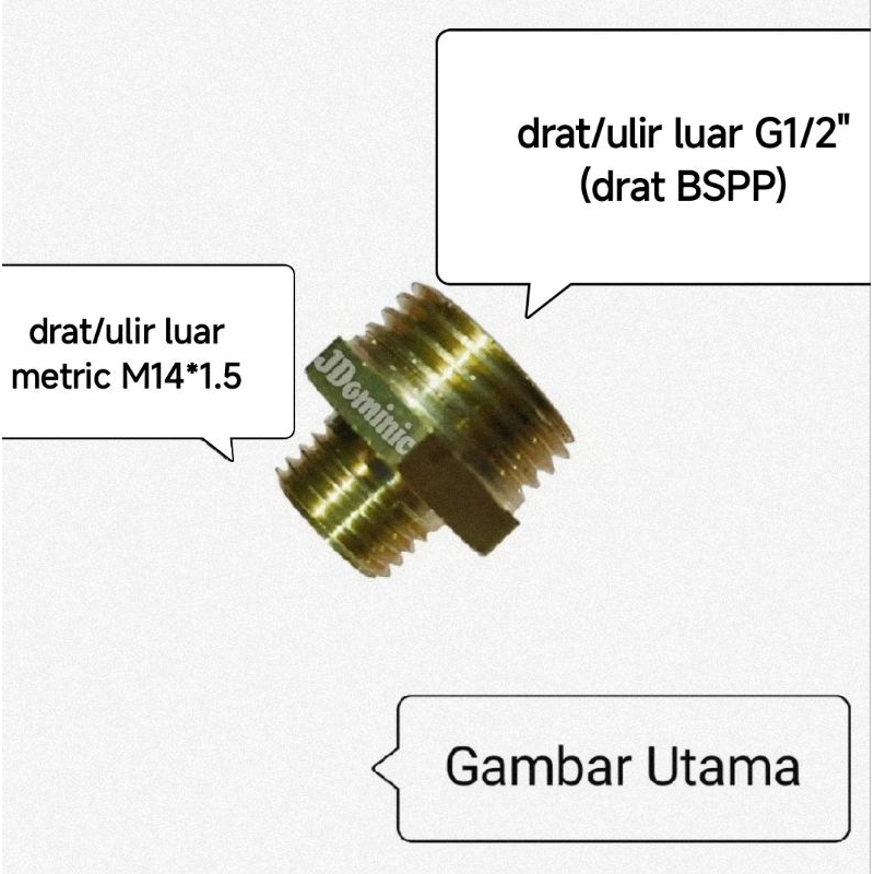 Jual drat ulir konverter kran 1/2 jenis BSP BSPP inchi inc dim ke Iso ...