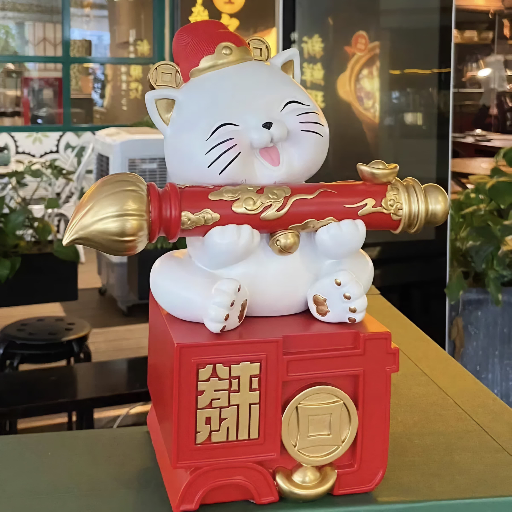 Jual 28CM LC01 PATUNG KUCING HOKI KUCING MENGANGKAT KOIN LUCKYCAT ...