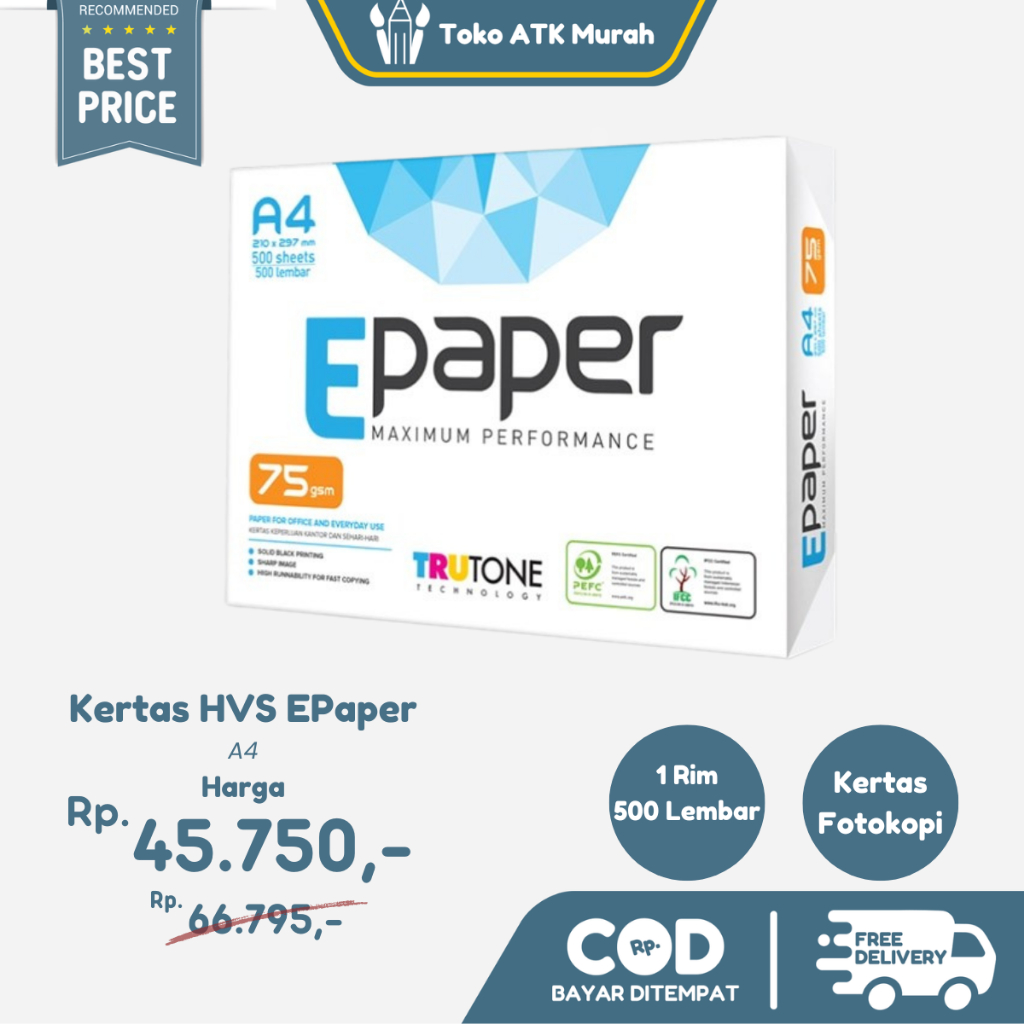 Jual Kertas HVS A4 75gsm E-Paper – Original & Halus | Cocok untuk ...