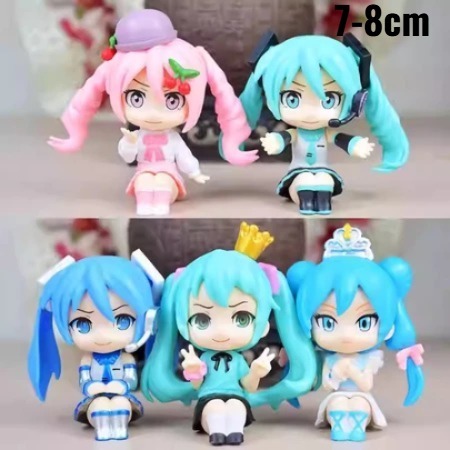 Jual 5pcs Set Hatsune Miku Figure Vocaloid Kagamine Rin Len Luka Anime ...