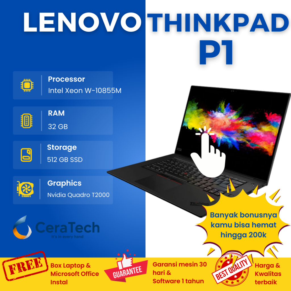 Jual Laptop Lenovo thinkpad P1 Gen 3 - Intel Xeon W-10855M - Ram 32 Ssd ...