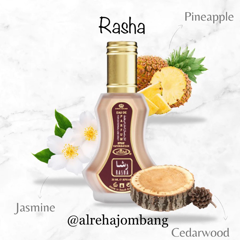 Jual Parfum Rasha Al Rehab 35ml Spray Original Arab Saudi | Shopee ...