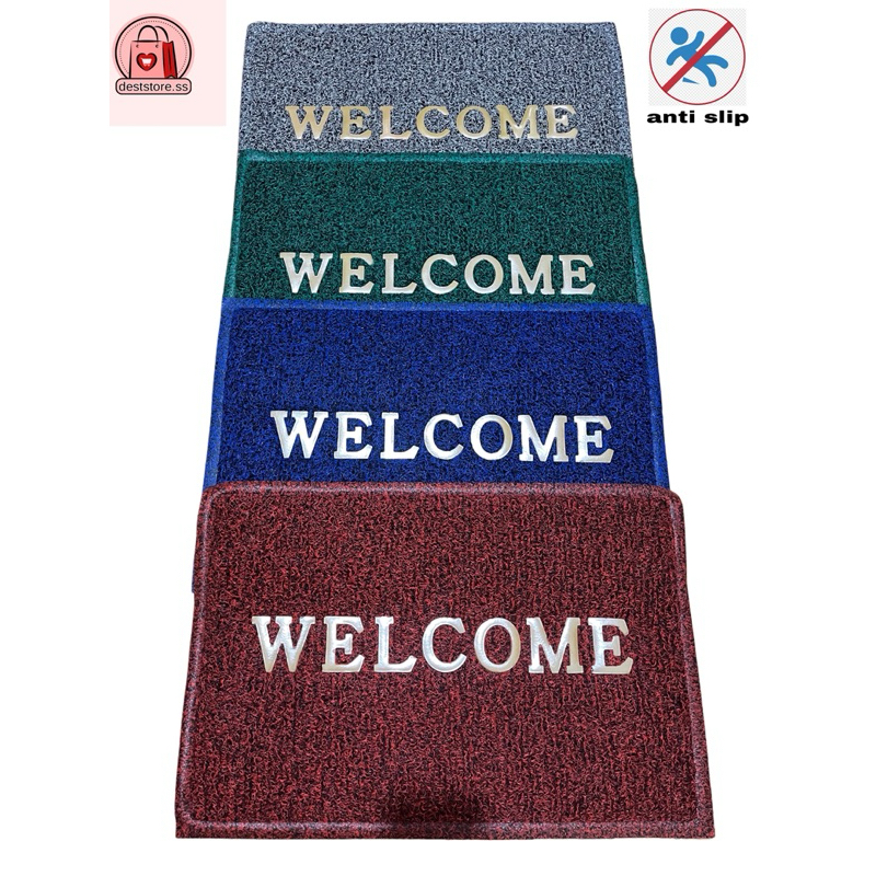 Jual KESET KARPET PVC MIE BIHUN MOTIF WELCOME EMBOS GOLD-40 x 60 ...