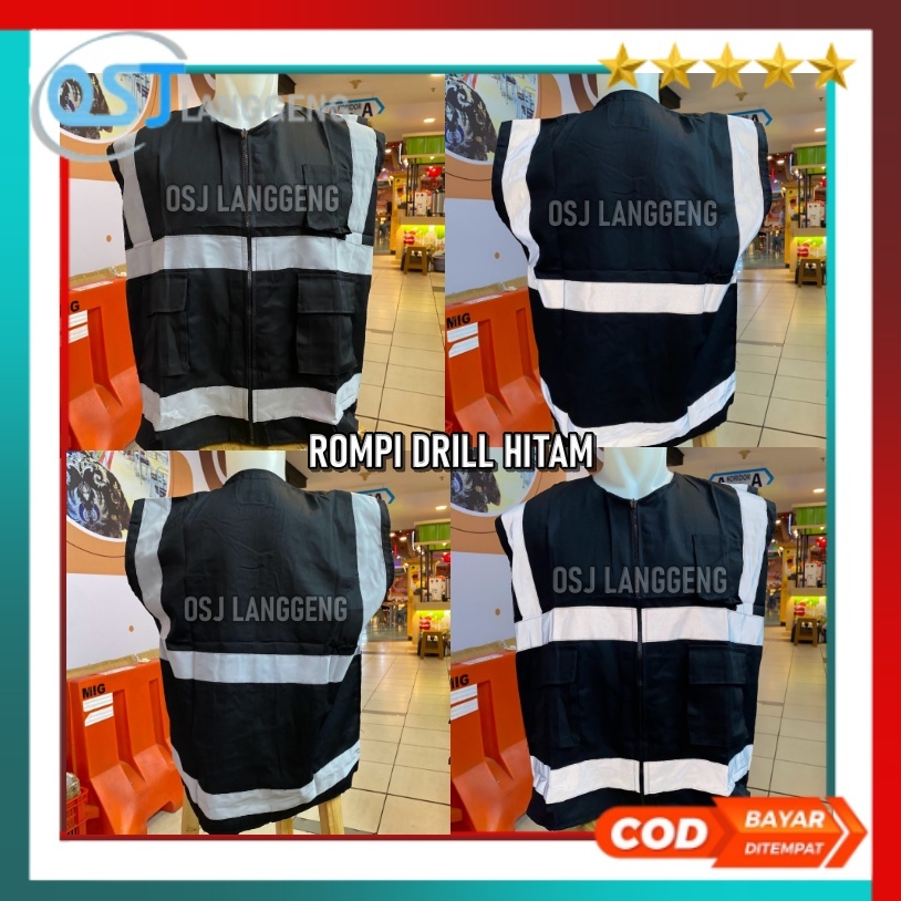 Jual ROMPI SAFETY WARNA HITAM - ROMPI SAFETY BAHAN AMERICAN DRILL WARNA ...