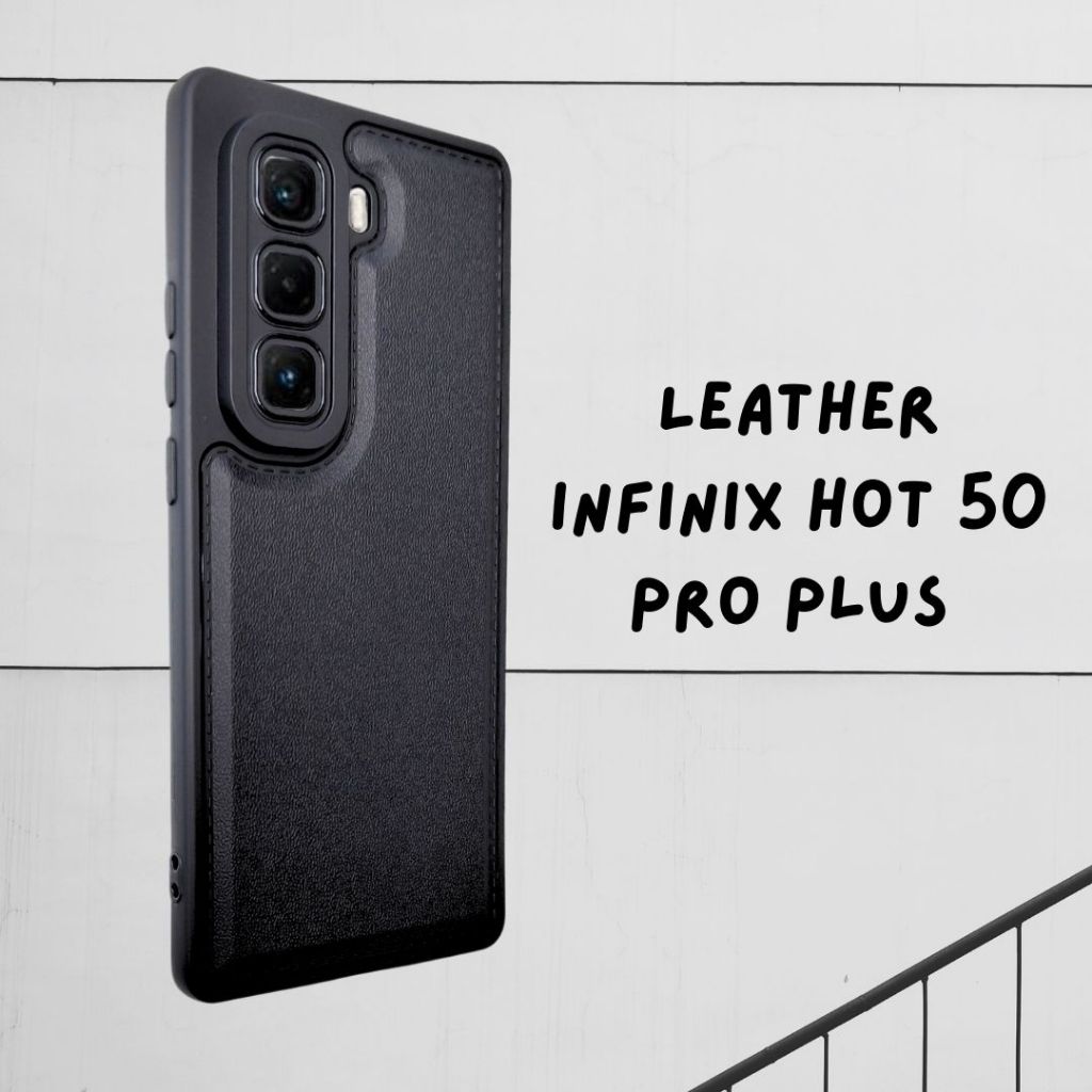 Jual Case Infinix Hot 50 Pro Plus 5G Softcase PREMIUM LEATHER BLACK ...