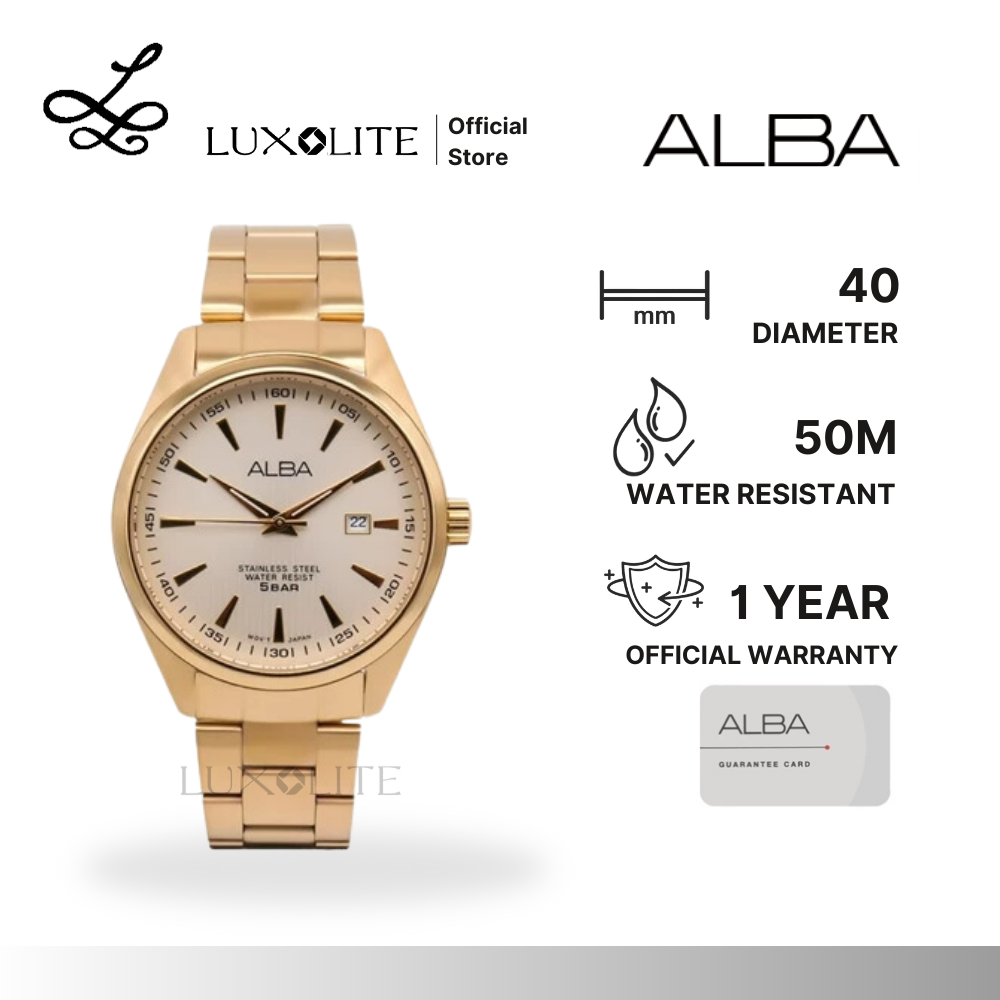 Jual [Luxolite]ALBA Jam Tangan Pria Analog AG8384X1 Gold Stainless ...