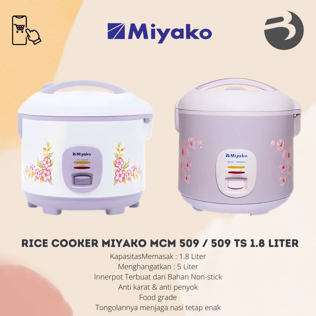 Jual MAGICOM / Magic com / RICE COOKER MIYAKO MCM 509 / 509 TS 1.8 ...