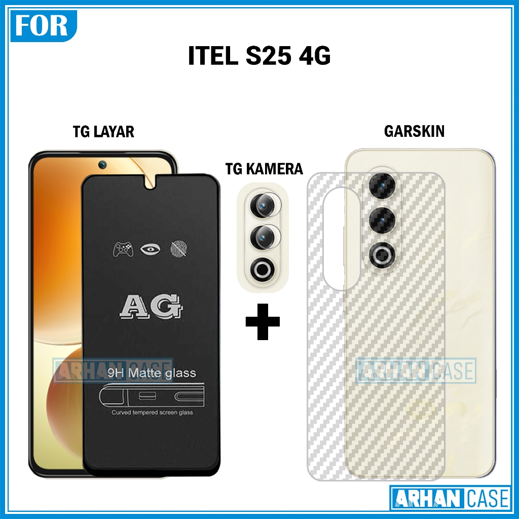 Jual Paket Triple 3in1 Tempered Glass Itel S25 4G Garskin 3D Plus ...