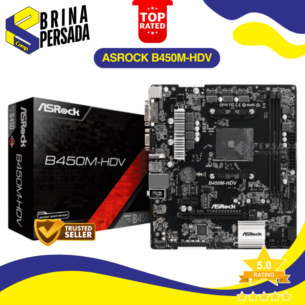 Jual Asrock B450M-HDV (AM4, AMD Promontory B450, DDR4, USB3.1, SATA3 ...