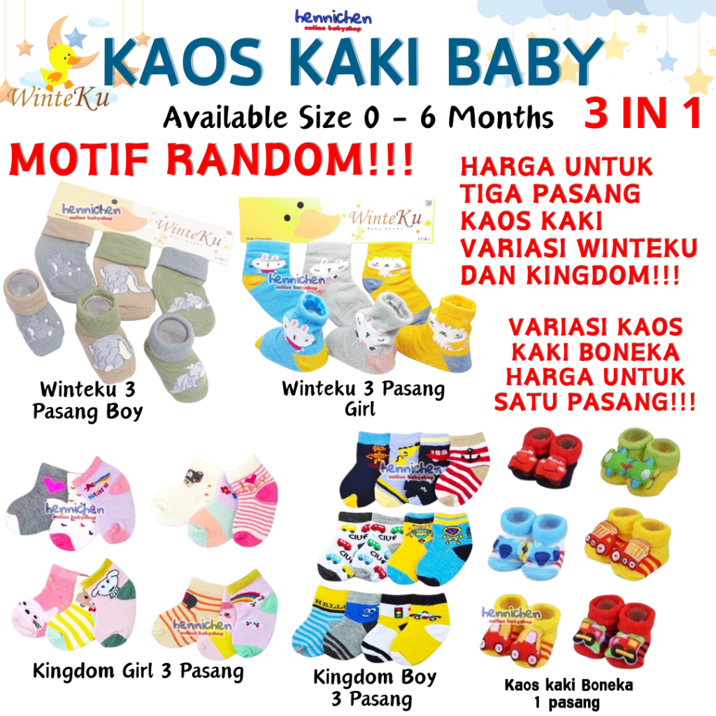 Jual PROMO 9.9 MURAH 3 Pcs Kaos Kaki baby WINTEKU / BABY KINGDOM ...