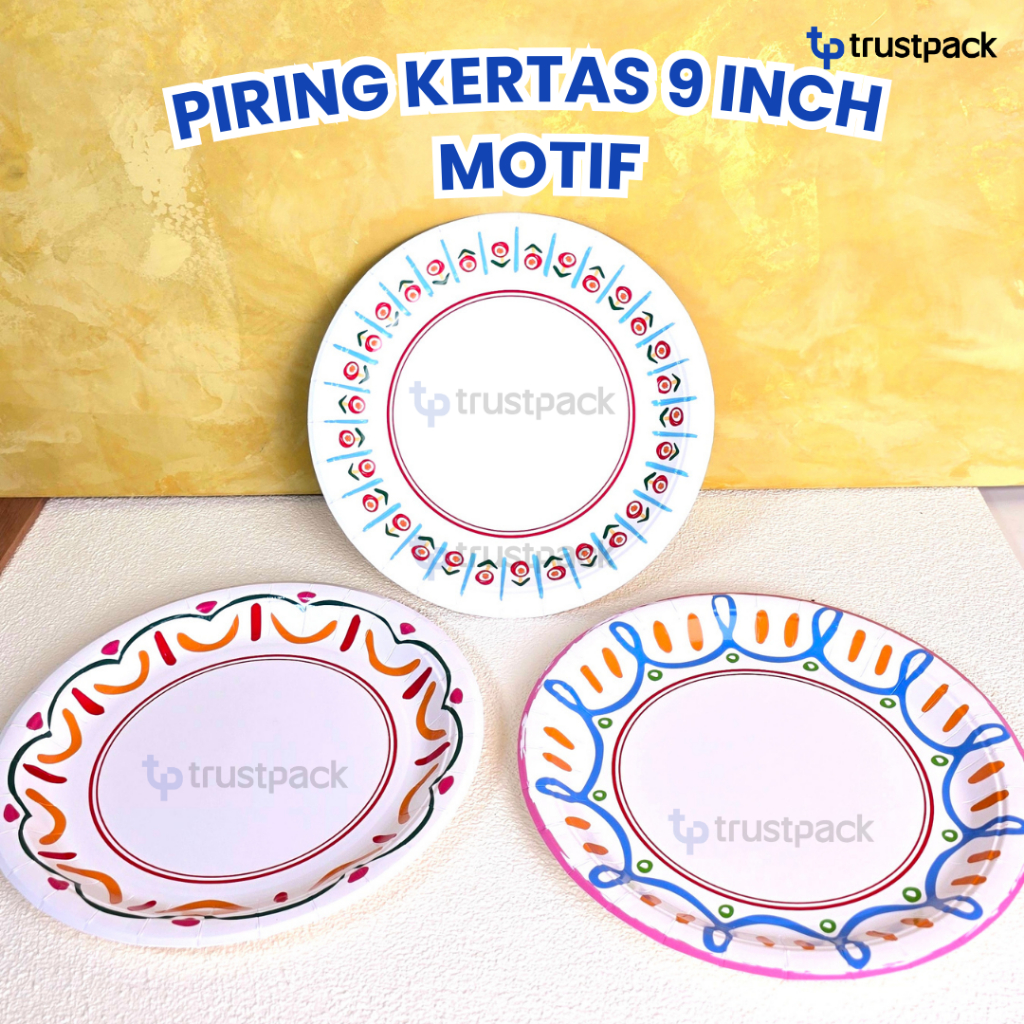 Jual ISI 50 PCS - PIRING MAKAN KERTAS 9 INCH / P9 / PAPER PLATE MOTIF ...