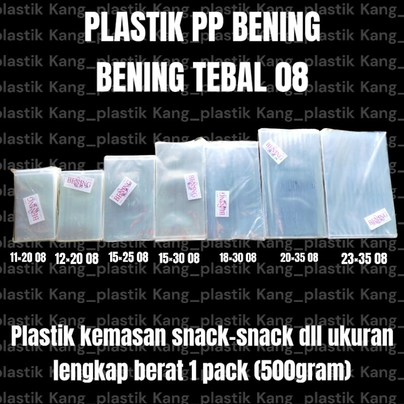 Jual (ukuran lengkap) plastik PP bening tebal 08 ukuran : 15×30 15×25 ...