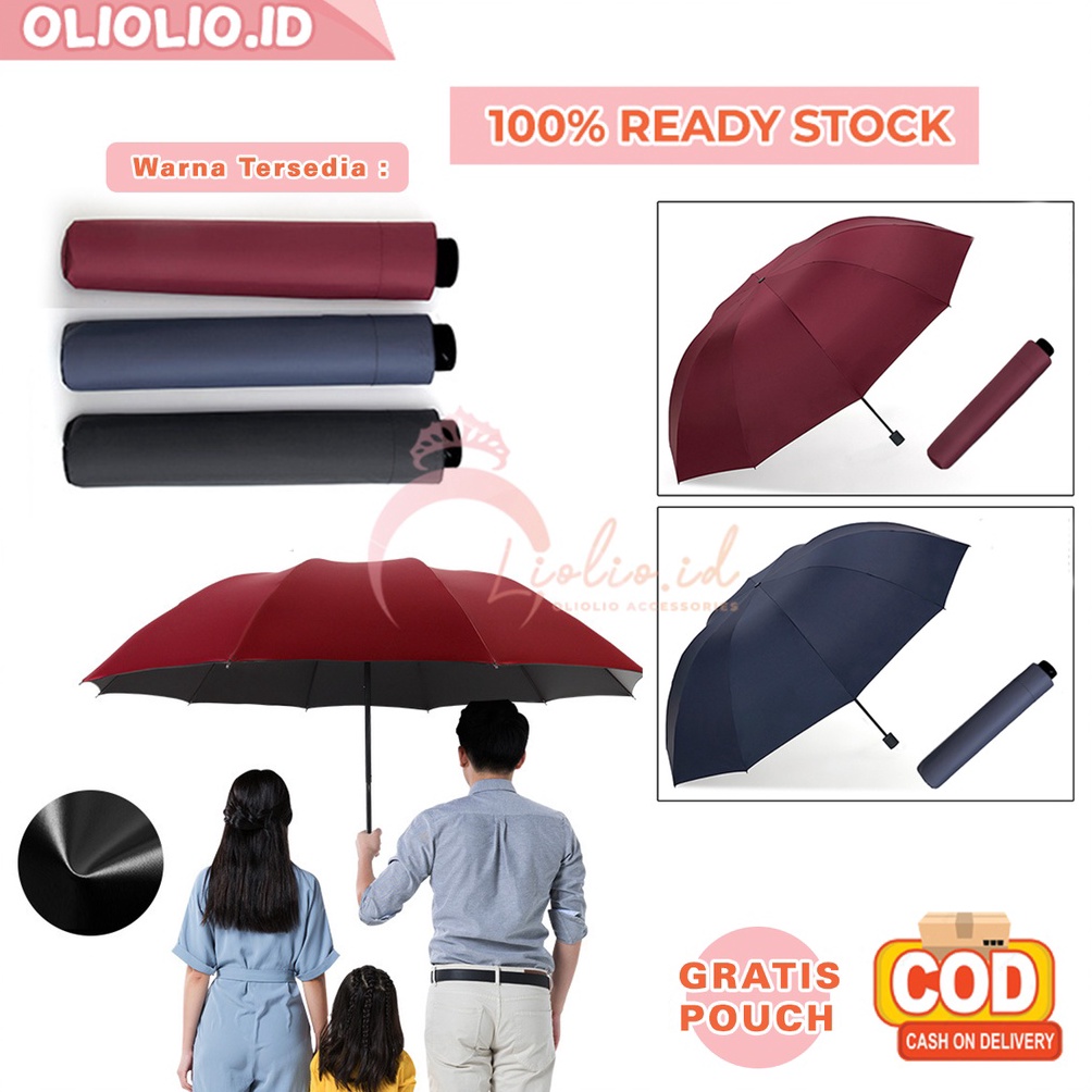Jual Banting harga Payung Lipat Manual Jumbo Anti UV Matahari Warna Polos Bahan Vinyl Tebal ...