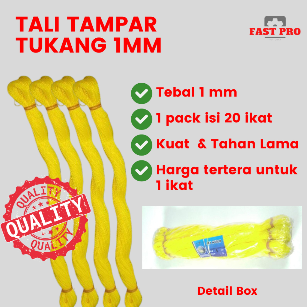 Jual Tali Tampar 1 mm Benang Tukang Bangunan Lot Ukur Tali Nylon Kuning ...