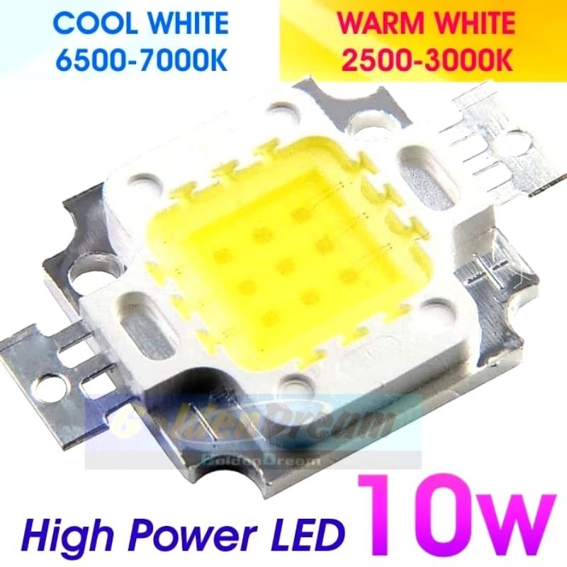 Jual High Power LED 10W HPL 10 Watt Putih Cold White 6000 - 6500K 9V ...