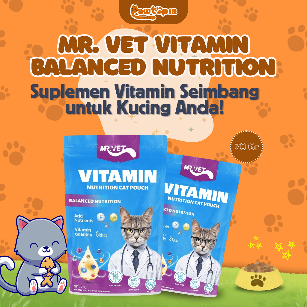 Jual Pawtopia Mr. Vet Vitamin Balanced Nutrition Net 70g Vitamin ...