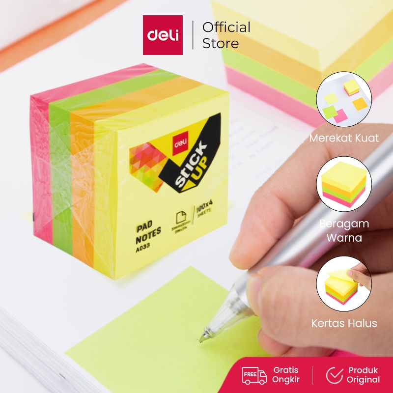Jual Deli Sticky Note Pad Notes 4x100Sheets 51*51*40mm Lem Menempel ...
