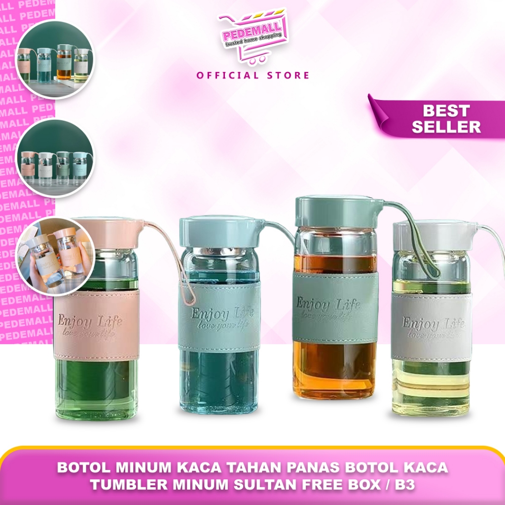 Jual Botol Minum Kaca Tahan Panas Botol Kaca Tumbler Minum Sultan Free ...