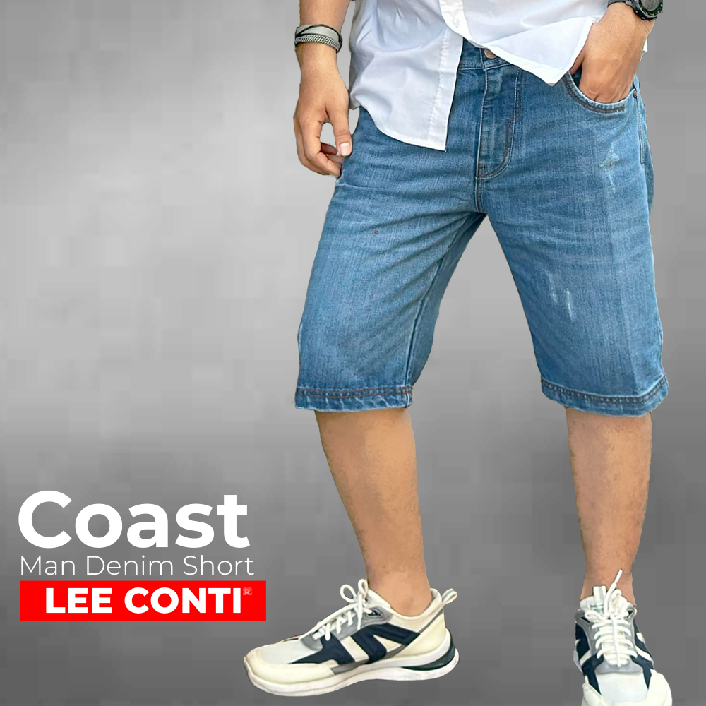 Jual LEE CONTI Celana Pendek Jeans Destroy Robek Denim Shorts Coast ...