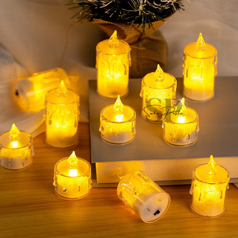 Jual Lilin LED Transparan Motif Meleleh / Lampu Hias Natal / Lilin ...