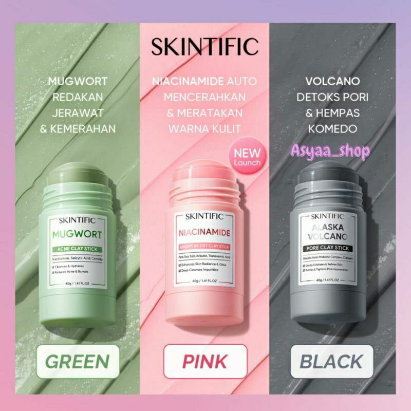 Jual SKINTIFIC - Clay Mask Stick 40gr MUGWORT NIACINAMIDE VOLCANO ...