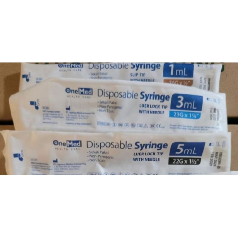 Jual Spuit 1cc 3cc 5cc Onemed // Syringe 1ml 3ml 5ml // Suntikan 1cc ...