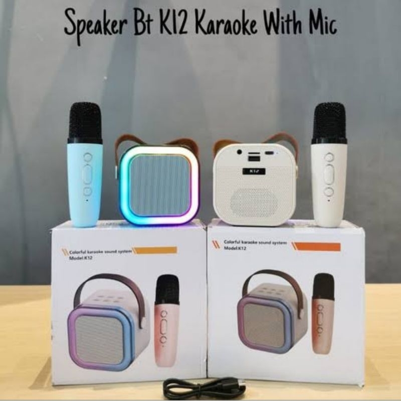 Jual MINI KARAOKE K12 Colorfull Portable+Mic Mini Microphone Speaker Sett Mp3 Player Wirelless ...