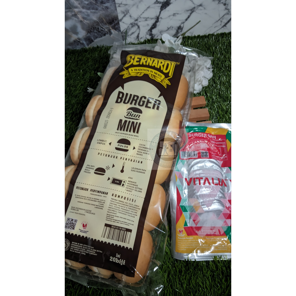 Jual Bernardi Roti Mini Burger 20pcs + Vitalia Beef Burger 280gr ...