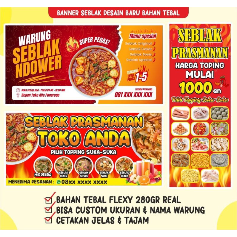 Jual Bisa Custom Desain dan Ukuran Banner Seblak Prasmanan Spanduk ...